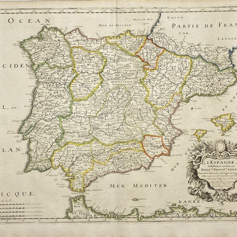 L'Espagne Subdivisee en tous ses Royaumes Principtes - 1492 Maps
